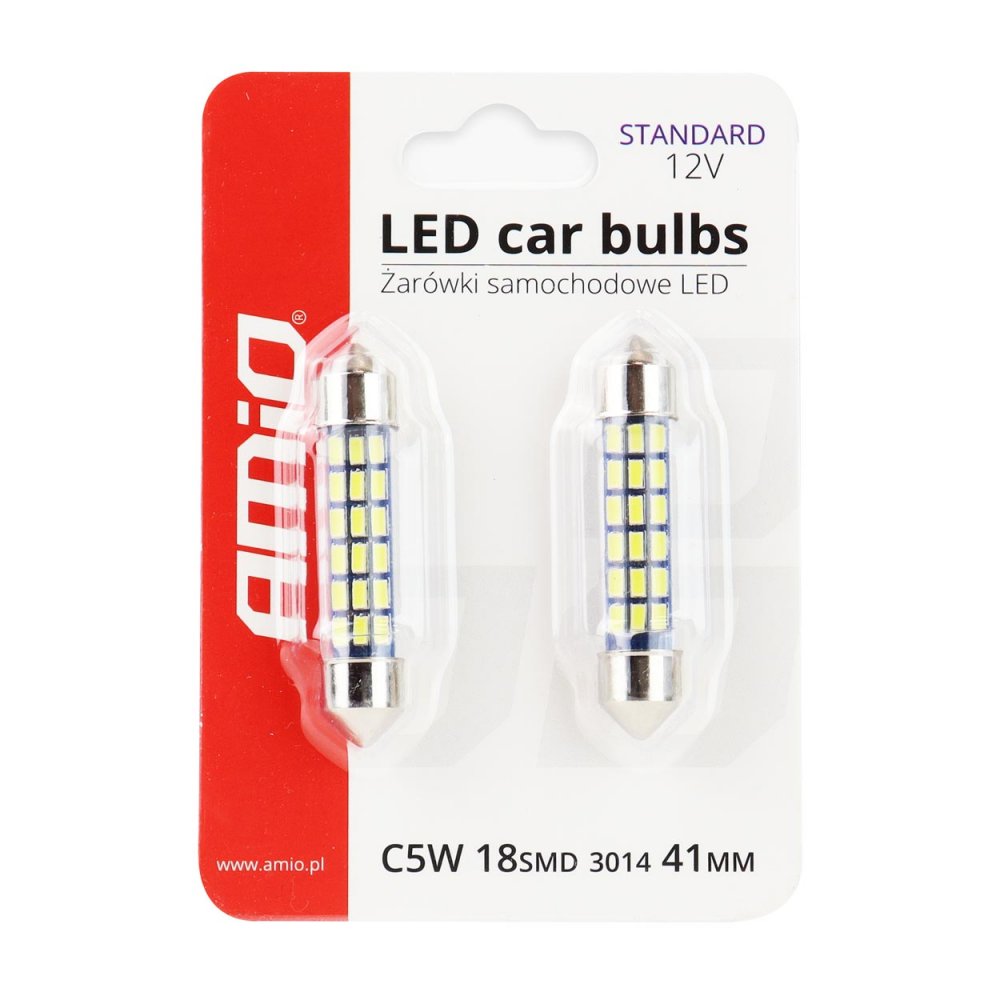 Žárovka LED STANDARD 3014 18SMD Festoon C5W C10W C3W 41mm White 12V ... Žárovka LED STANDARD 3014 18SMD Festoon C5W C10W C3W 41mm White 12V ...
